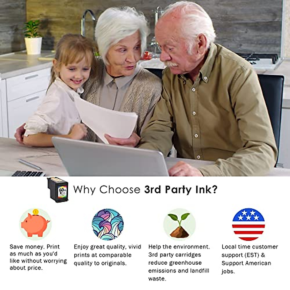 Limeink Remanufactured Ink Cartridge 60XL 60 XL Replacement for HP Envy 100 110 120 Photosmart c4680 c4780 c4795 d110 Deskjet d2680 f2430 f4280 f4440 f4580 f4480 Printer (1 Black)