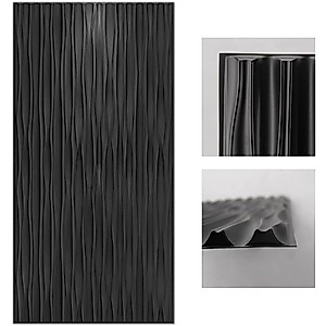 Art3d Black Large PVC 3D Wall Panels for Interior Wall Décor, Drop Ceiling Tile 2x4, 3D Textured Wavy Wall Panels Decorative, Pack of 6 Tiles(47.2"×23.6")