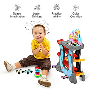 KINGBOT Toddler Toys for Boys Age 2 – Toy Car Ramp Race Tracks with 6 Mini Cars, Ramp Racer Toy Car Gifts for 3 4 5 Years Old Kids