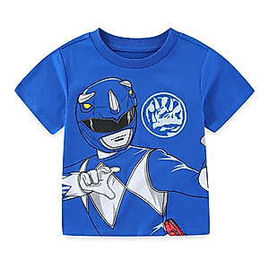 Power Rangers Boys 4 Pack Short Sleeve T-Shirt for Little Kids Blue