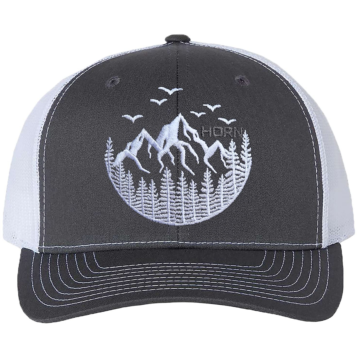 HORN GEAR Trucker Hat - Mountain Hat Edition (Charcoal/White)