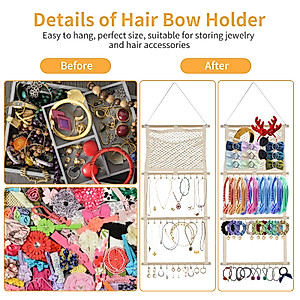 LIFING Hanging Jewelry Organizers,Necklace Holder With 30 Hooks,Jewelry Hanger Organize Wall Mounted for Earrings,Headband,Bow Holder,Over the Door Necklace Hanging Rack
