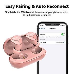 iLuv TB200 Rose Gold True Wireless Earbuds Cordless in-Ear Bluetooth 5.0 with Hands-Free Call Microphone, IPX6 Waterproof Protection, High-Fidelity Sound; Includes Compact Charging Case & 4 Ear Tips