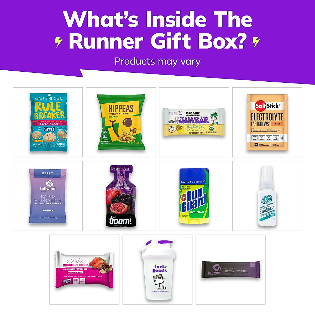 The Runner Box by Fuel Goods, Gift Box for Runners (11-12 Items), Running Accessories, Energy Bars & Nutritional Snacks, Runner Birthday Gift, Subscription Box, Unique Gifts