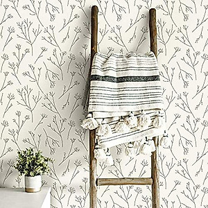 RoomMates RMK11678WP Brown and White Twigs Peel and Stick Wallpaper,Brown & White, Roll