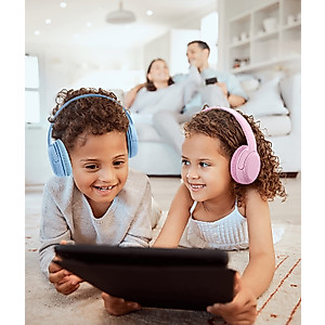 Nabevi Kids Headphones, Over-Ear Headphones Bluetooth Wireless Kids with Mic, 85/93dB Volume Limited, Stereo Sound, Wired Inline AUX Cord Headphones for Children Boy Girl Teens, Blue