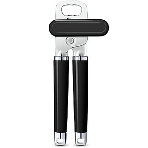 Urbanstrive XL Large Heavy Duty Can Opener Manual Smooth Edge, Hand Held Can Openers for Seniors, Stainless Steel, Comfortable Handle, Built-in Bottle Opener, 8.66 inch Black