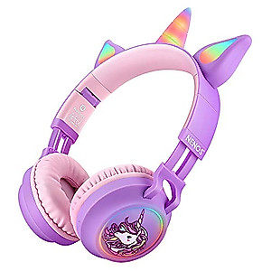 Nenos Bluetooth Kids Headphones Wireless Kids Headphones 93dB Limited Volume Wireless Headphones for Kids Unicorn