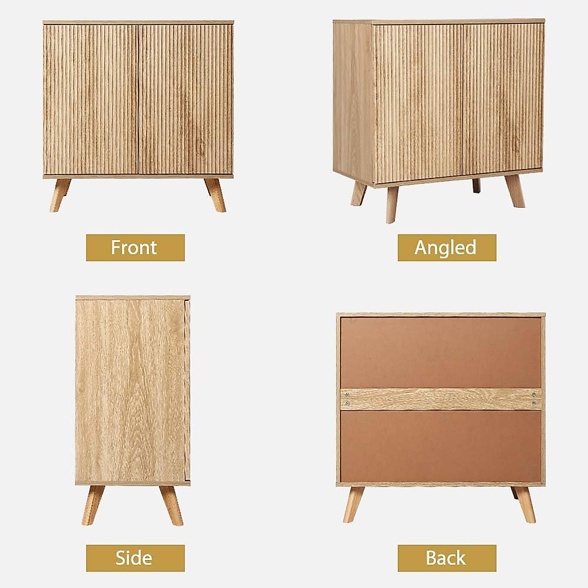 affeivul Accent Storage Cabinet, Modern Accent Buffet Cabinet with Adjustable Shelves, Freestanding Sideboard with Double Doors, Accent Cabinet with 2 Doors for Hallway Entryway Living Room (Natural)