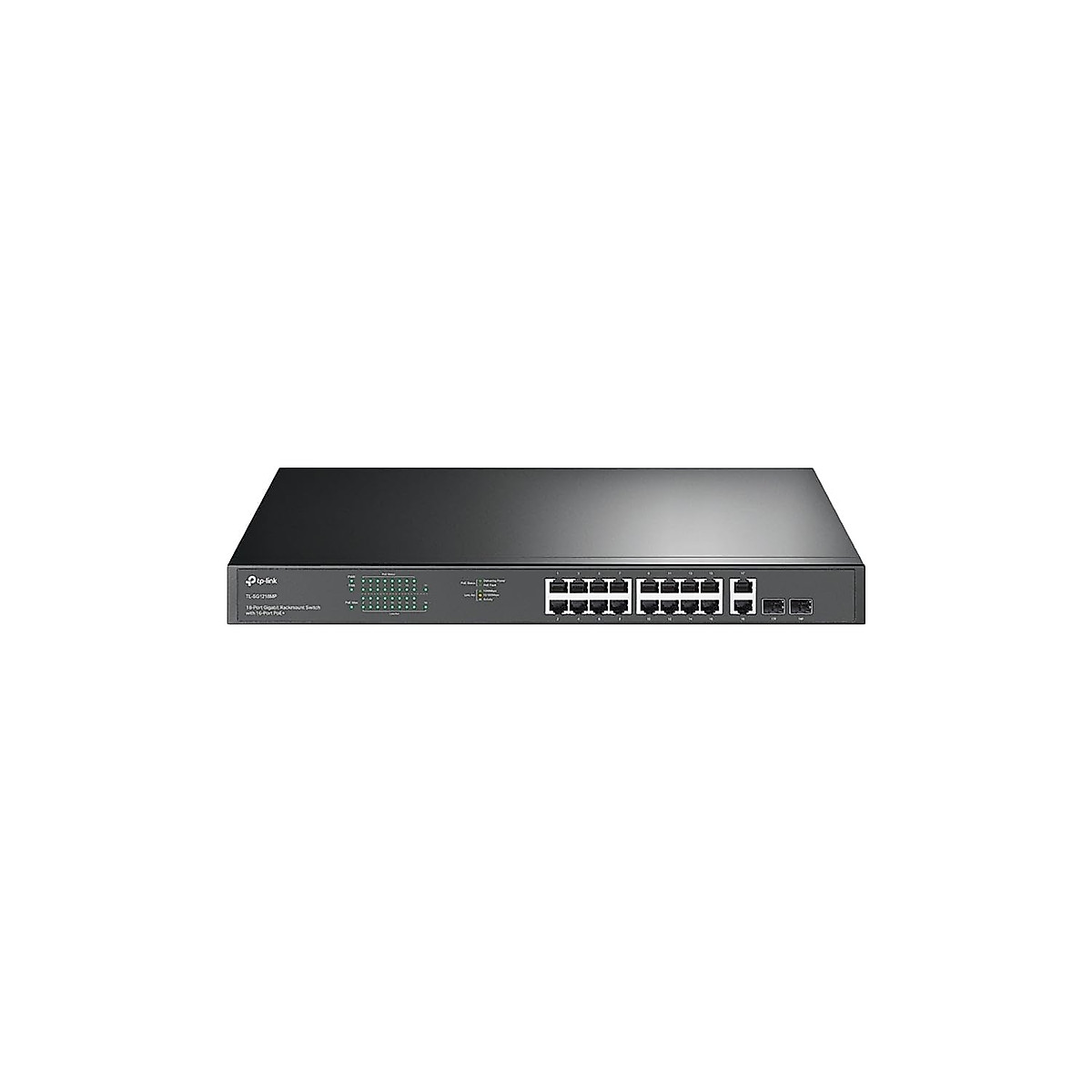 TP-Link TL-SG1218MP 16 Port Gigabit PoE Switch 16 PoE+ Ports @250W, w/ 2 Uplink Gigabit Ports + 2 Combo SFP Slots Plug & Play Sturdy Metal Rack-mountable