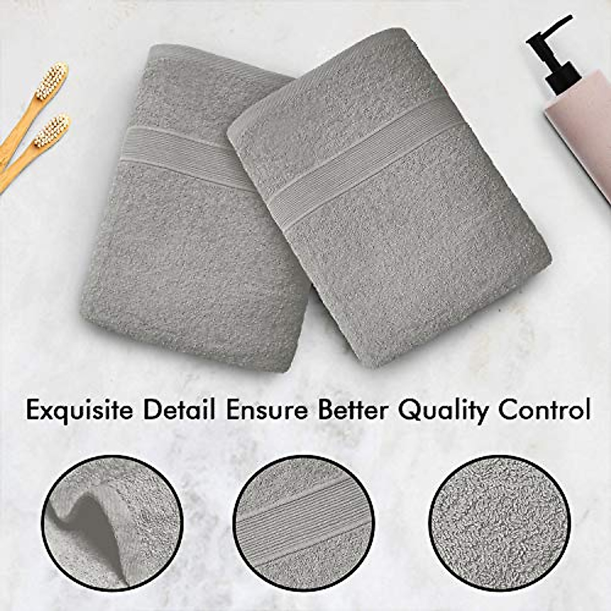 Lavish Touch 400 GSM 100% Cotton 4 Pack Bath Sheets Set 30x60, Premium Quick Drying Quality Towel Sets for Bathroom, Ultra Soft Highly Absorbent Machine Washable, 4 Bath Sheets Light Grey