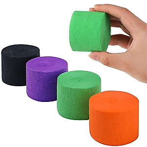 Mr. Pen- Crepe Paper Streamers, 8 pcs, 1.8" x 82ft, Crepe Paper Roll, Orange Streamers, Green Streamers, Black Streamers, Halloween Streamers, Orange Crepe Paper Halloween Decorations Party Streamers