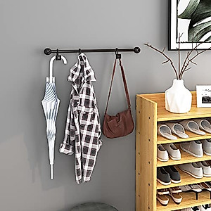 GILLAS Shower Curtain Decorative Hooks, Set of 12 Shower Curtain Rod Rings for Bathroom Rust Resistant Square, Black