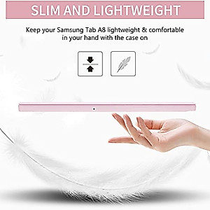 CLARKCAS Case for Samsung Galaxy Tab A8 10.5 Inch 2022 Release Model SM-X200 X205 X207,Slim Cover with Trifold Stand and Soft TPU Back for Samsung Galaxy Tab A8 (Pink)