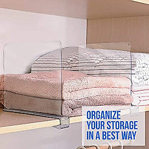 Maxoli – Pack of 6 Clear Acrylic Shelf Dividers, Closets Shelf and Closet Separator for Organization in Bedroom, Kitchen and Office Shelves Plastic Shelve Divider for Closet Organizer.