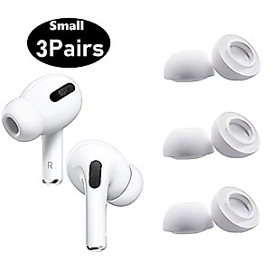 BLLQ Small Size Ear Tips Earbuds Covers Ear Caps Eartips Earpads Compatible with Apple AirPods Pro, Silicone Tips, Fit in Case, 3 Pairs White S