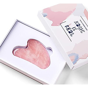 ROSELYNBOUTIQUE Gua Sha Facial Tools Natural Quartz Healing Crystal - Face Massager Guasha Skin Care Tool for Men Women (Rose Quartz)