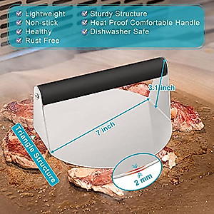 3Pcs Basting Cover & Burger Press Set, Leonyo 12" & 9" & 6.5" Round Cheese Melting Dome, Heavy Duty Griddle Dome Steam Lids, Stainless Steel Bacon Press for BBQ Flat Top Grill Cast Iron