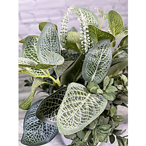 Admired By Nature 10" H Artficial Garden Foliage Greenery Ceramic Potted Plant Spring Indoor Faux Plant décor, Wedding Centerpieces, Tabletop, Home Décor, Office Desk, Kitchen Table Décor