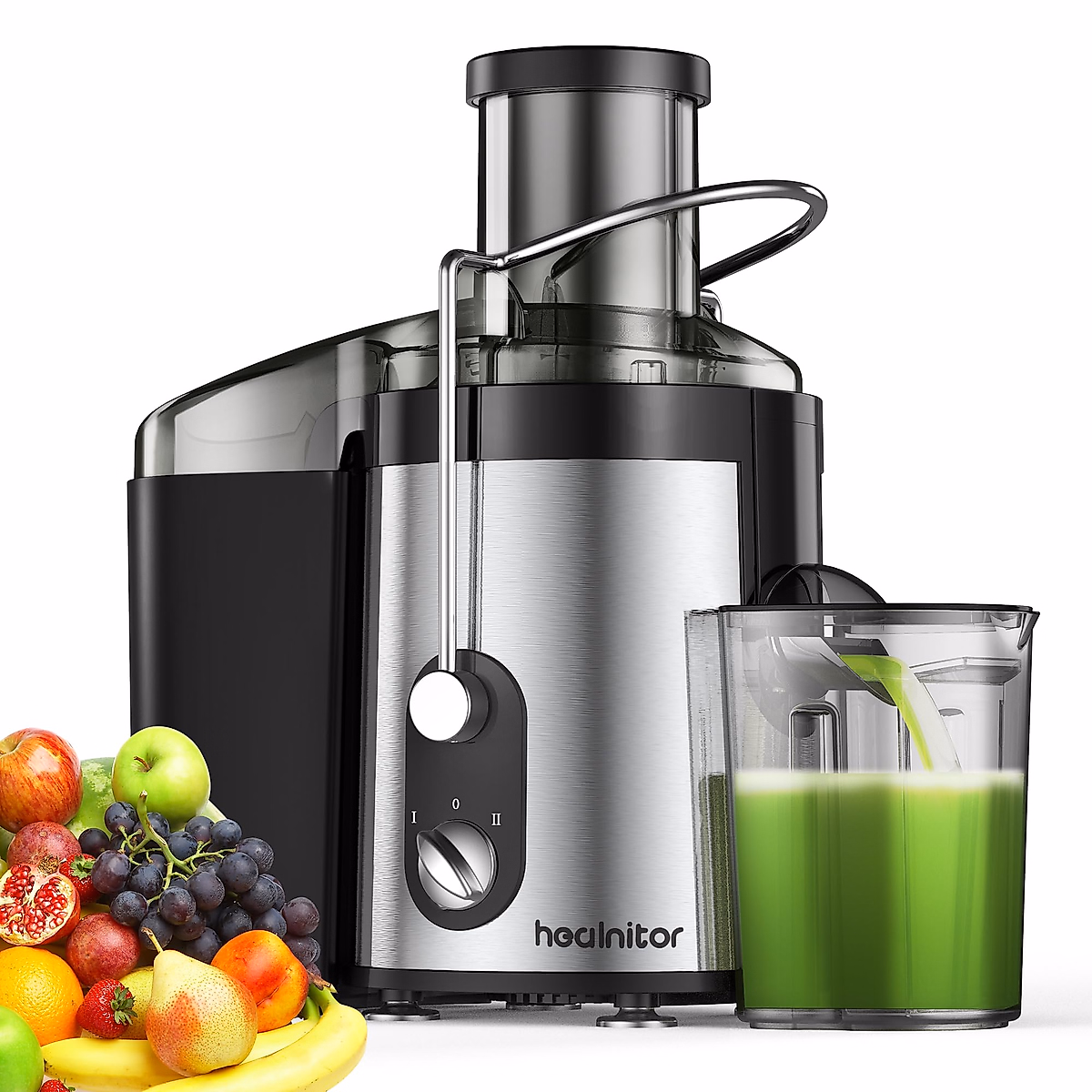 Healnitor 800W Centrifugal Juicer Machines Vegetable and Fruit with 3” Wide Chute, Juice Extractor with 2 Speeds, Easy to Clean, Anti-Drip, BPA Free