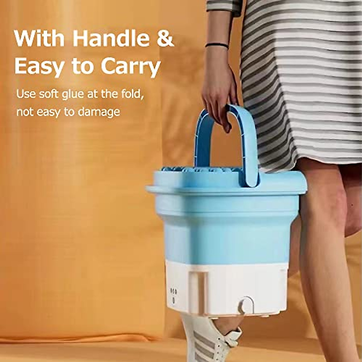 Matybobe Portable Washing Machine, Foldable Mini Washer with Forward and Reverse Pulsator Elution Dual Purpose, for Baby Clothes, Underwear or Small Items, Apartment Dorm, Camping, Travelling, Blue
