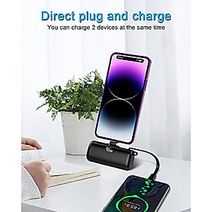 Aimenzunto Small Portable Charger Power Bank, 5000mAh with Lightning & USB C Dual Output Powerbank, LED Display Battery Pack Fast Charging for iPhone 14/13/12/11 Samsung Google Pixel Moto etc