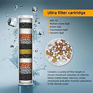 Cobbe Filtered Shower Head with Handheld, High Pressure 9-Mode Shower head Filters, 20 Stage Water Softener Filters Beads for Hard Water - Remove Chlorine - Reduces Dry Itchy Skin, Matte Black