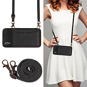 Phone Case For OnePlus Nord N20 5G Wallet Cover with Crossbody Shoulder Strap and Leather Credit Card Holder Pocket Slim Cell Accessories One Plus N 20 G5 1 Plus 20N 1plus One+ 1+ N205G Girls Black