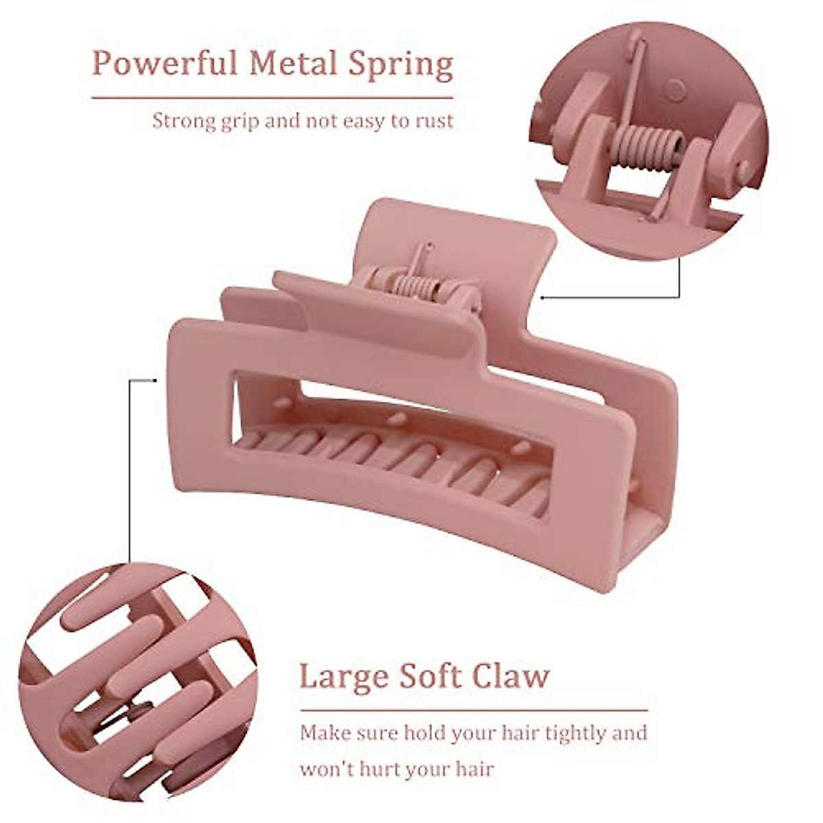 Hair Claw Clips, 6PCS 3.5" Strong Hold Rectangle Claw Hair Clips Bright Color Hair Jaw Clamp Non-Slip Catch Hair Styling Accessories for Women Girls Thin Thick Hair (Multicolor series)