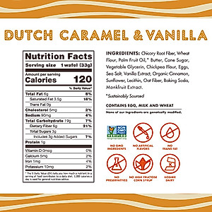 Rip Van WAFELS Dutch Caramel & Vanilla Stroopwafels, Healthy Non GMO, Low Calorie / Sugar Office Snacks, Keto Friendly, (3g), 12 Count (Packaging May Vary)
