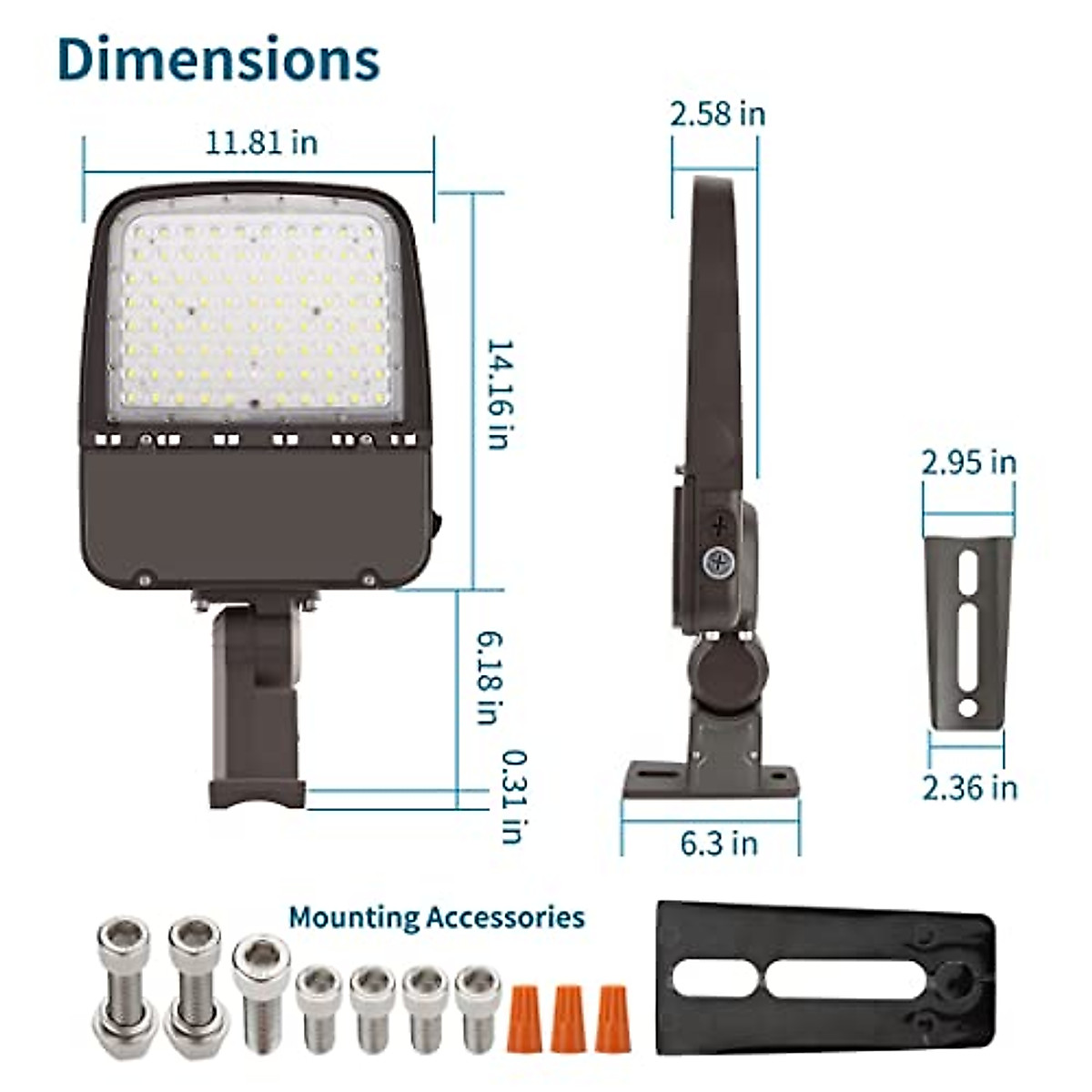Xbuyee (2 Pack) 240W LED Parking Lot Light with Dusk to Dawn Photocell, Outdoor Commercial LED Shoebox Lights with Arm Mount, Dimmable 130LM/W 5000K 100-277V IP65, Wattage Tunable 240W/200W/150W, ETL