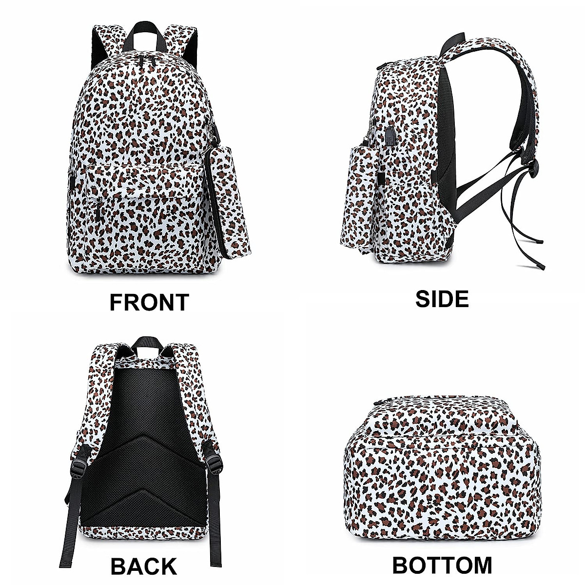 Teen Girls Backpack School Book Bag Set with Lunch Box and Pencil Case for ladies and women… Brown