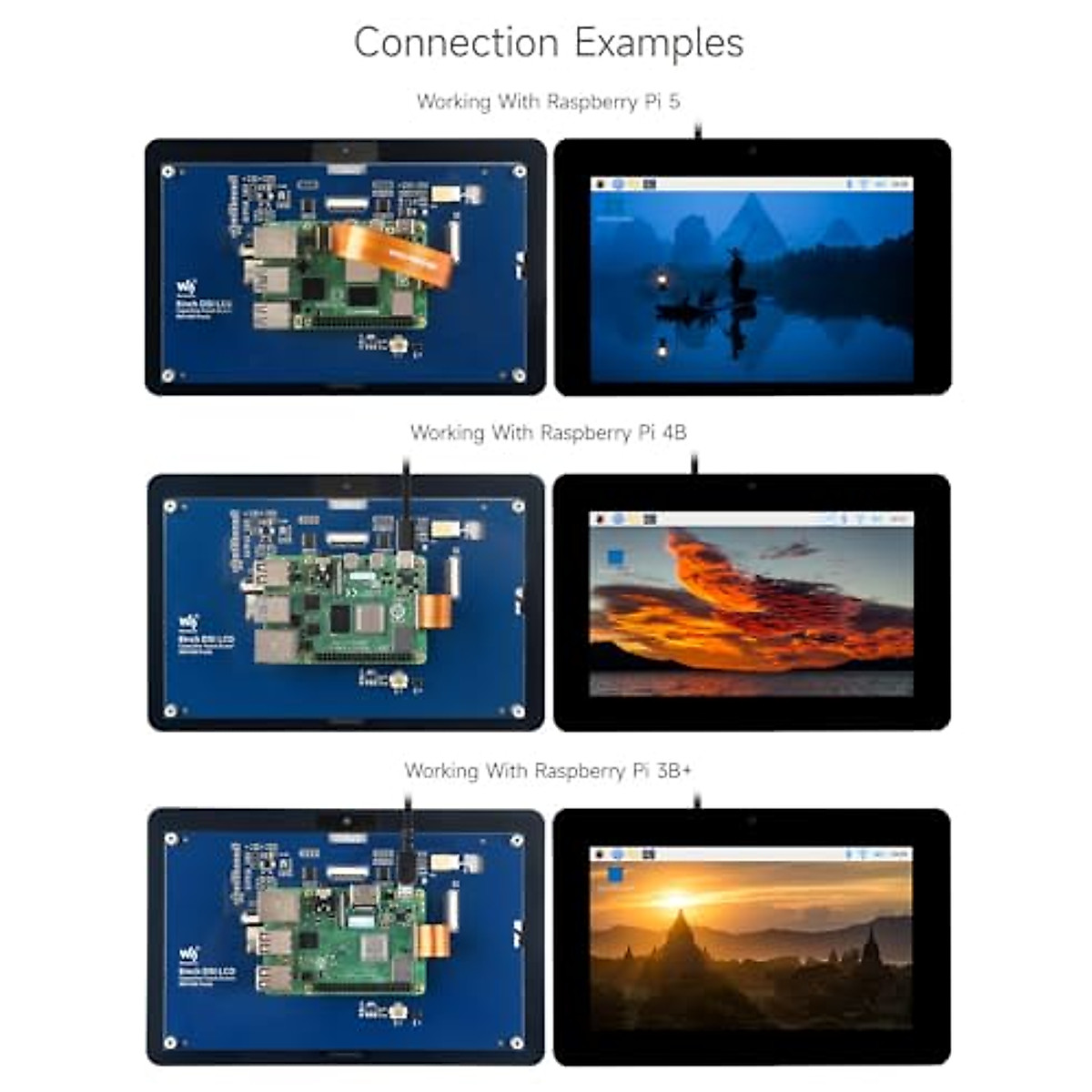 Waveshare 8inch Capacitive Touch Display Compatible with Raspberry Pi 5/4B/3B+/3A+/3B/2B/B+/A+/CM3/3+/4 800×480 Resolution DSI Interface