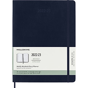 Moleskine Classic 18 Month 2022-2023 Weekly Planner, Soft Cover, XL (7.5" x 9.75"), Sapphire Blue