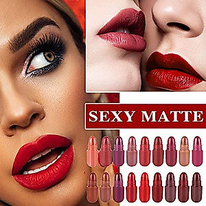 Fusang 18Pcs Mini Capsule Pills Lipstick Matte Lipstick Makeup Sets for Women Highly Pigmented Long Lasting Waterproof Mini Red Matte Pill Lipstick Cute Lip Stick Stain Set for Women