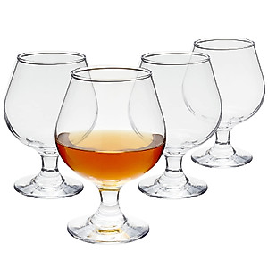 Juvale Set of 4 Brandy Snifter Glasses for Whiskey, Short Stem Wine Glass Set for Bourbon, Cognac, Brandy (13oz)
