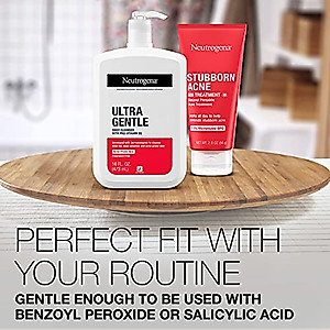 Neutrogena Ultra Gentle Daily Facial Cleanser with Pro-Vitamin B5 for Acne-Prone & Sensitive Skin, Fragrance-Free, Dye-Free, Soap-Free, Paraben-Free & Hypoallergenic Face Wash, 16 fl. oz