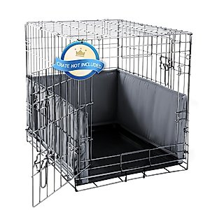 Hombys Dog Crate Bumper with Ties - Soft Crate Accessory -Kennel Cover - Training Pads for Front Door Crates, 35"x24", Gray
