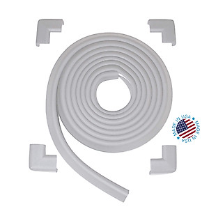 KidKusion Table Cushion | Made in USA | 12 Feet + 4 Corners | Off White | Baby Proof Furniture Edge and Corner Guards