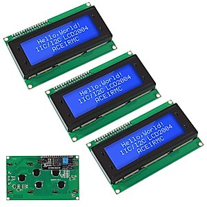 ACEIRMC 3pcs IIC I2C TWI Serial LCD 2004 20x4 Display Screen Blue + IIC I2C Module Interface Adapter for Raspberry Pi Arduino (Blue)