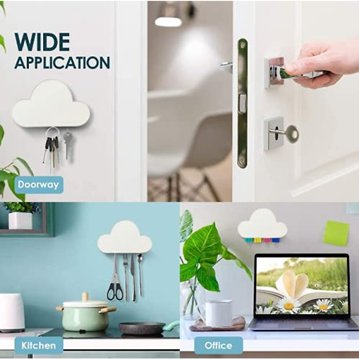 JQYXSS Creative Novelty Cute Cloud Shape Magnetic Magnets Key Holder,Used to Save Keys, Home Decoration, or as a Gift to Friends and Relatives