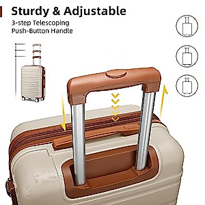 LARVENDER Luggage Sets 4 Piece, Expandable Luggage Hardside Suitcases Set with Double Spinner Wheels, Durable Lightweight Travel Luggage Sets Clearance with TSA Lock, Cream White (18/20/24/28)"