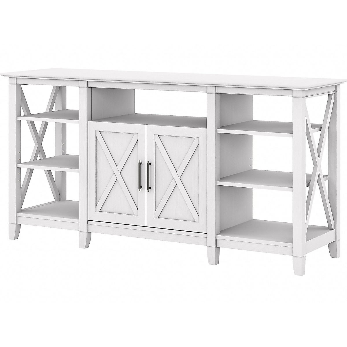 Bush Furniture Key West Tall TV Stand for 65 Inch TV in Pure White Oak, Farmhouse Entertainment Center with Storage