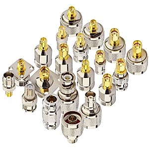 onelinkmore SMA to N BNC TNC F Type Adapter Kit, 20 Type Adapters, Male to Female Coaxial Connectors