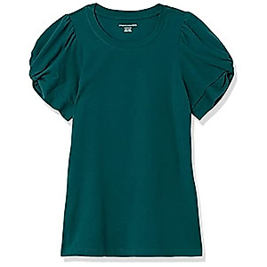 Amazon Essentials Women's Classic-Fit Twist Sleeve Crewneck T-Shirt, Forest Green, X-Large