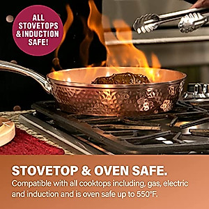 Gotham Steel Hammered Copper Collection – 20 Piece Premium Cookware & Bakeware Set with Nonstick Copper Coating, Includes Skillets, Stock Pots, Deep Square Fry Basket, Cookie Sheet and Baking Pans