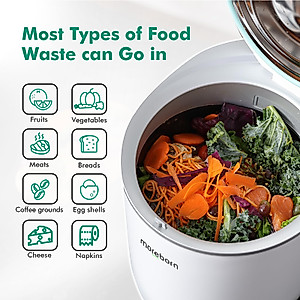 Moreborn by Neakasa 12L Larger Capacity Electric Composter for Kitchen, Smart Odorless Food Waste Compost Machine, Turn Food Waste Into Organic Fertilizer for Plants, Indoor Compost Bin