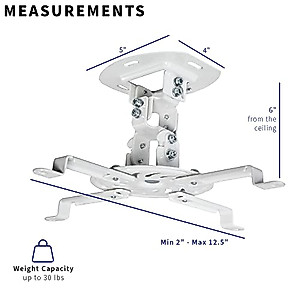 VIVO Universal Adjustable Ceiling Projector Mount for Regular and Mini Projectors with Extending Arms, White, MOUNT-VP01W