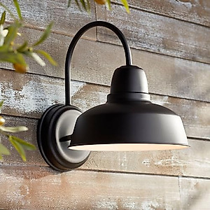 John Timberland Urban Barn Rustic Industrial Farmhouse Outdoor Barn Light Fixture Black Gooseneck Arm 13" for Exterior Barn Deck House Porch Yard Patio Outside Garage Front Door Garden Roof