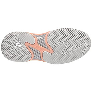 adidas Women's Barricade 12 Tennis Shoe, White/Silver Metallic/Ambient Blush, 8